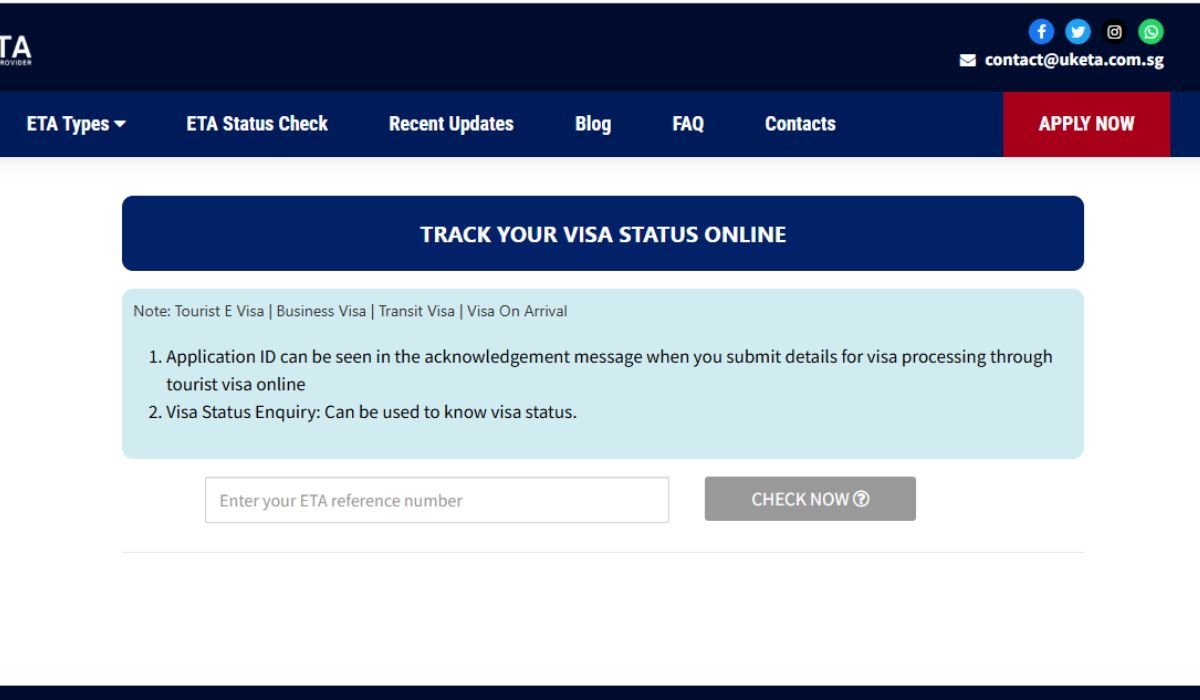 ETA UK Visa Application Status Check for Singaporean Travellers